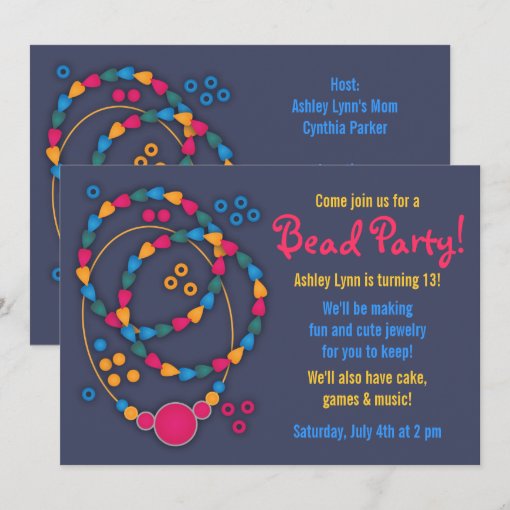 Colorful Bead Jewelry Party Invitations | Zazzle