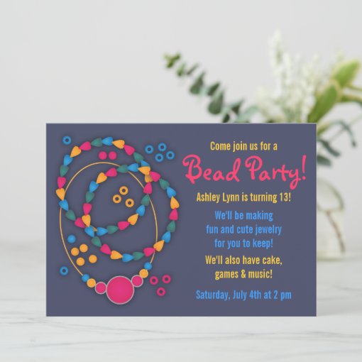 Colorful Bead Jewelry Party Invitations | Zazzle