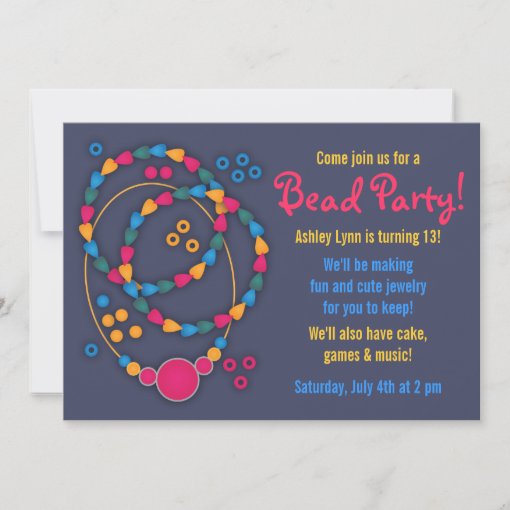 Colorful Bead Jewelry Party Invitations | Zazzle
