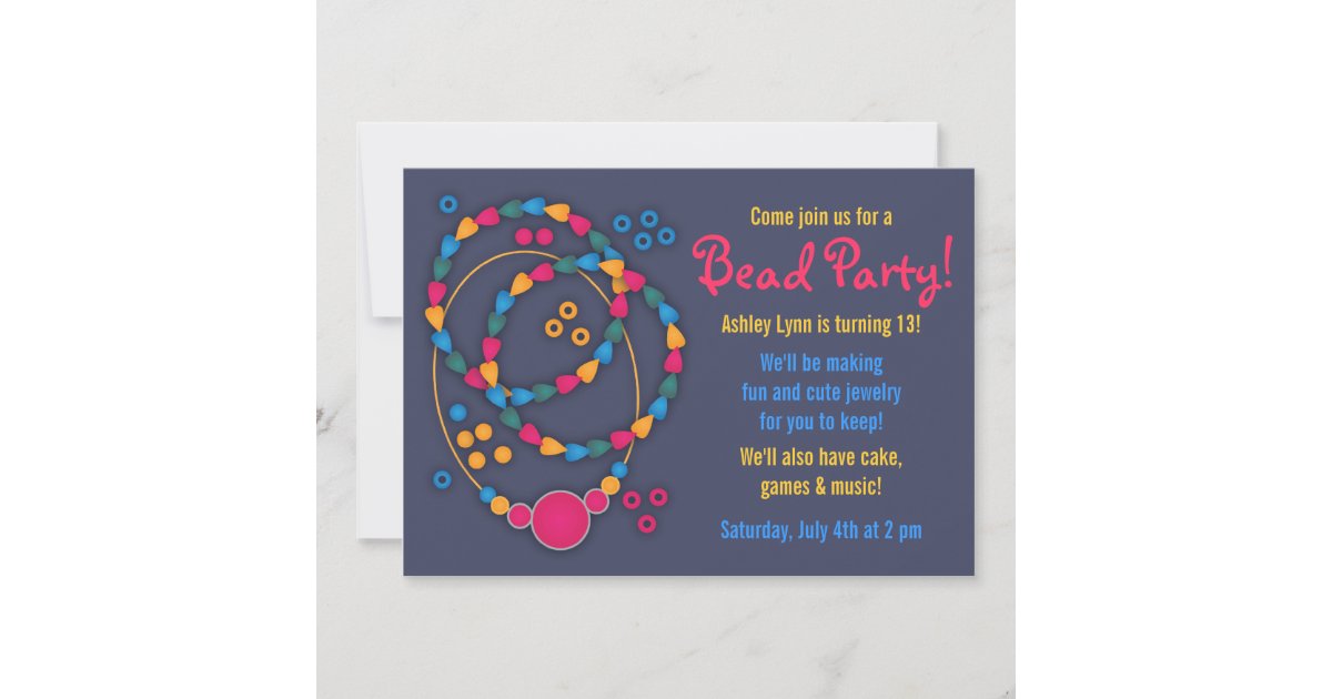 Colorful Bead Jewelry Party Invitations | Zazzle