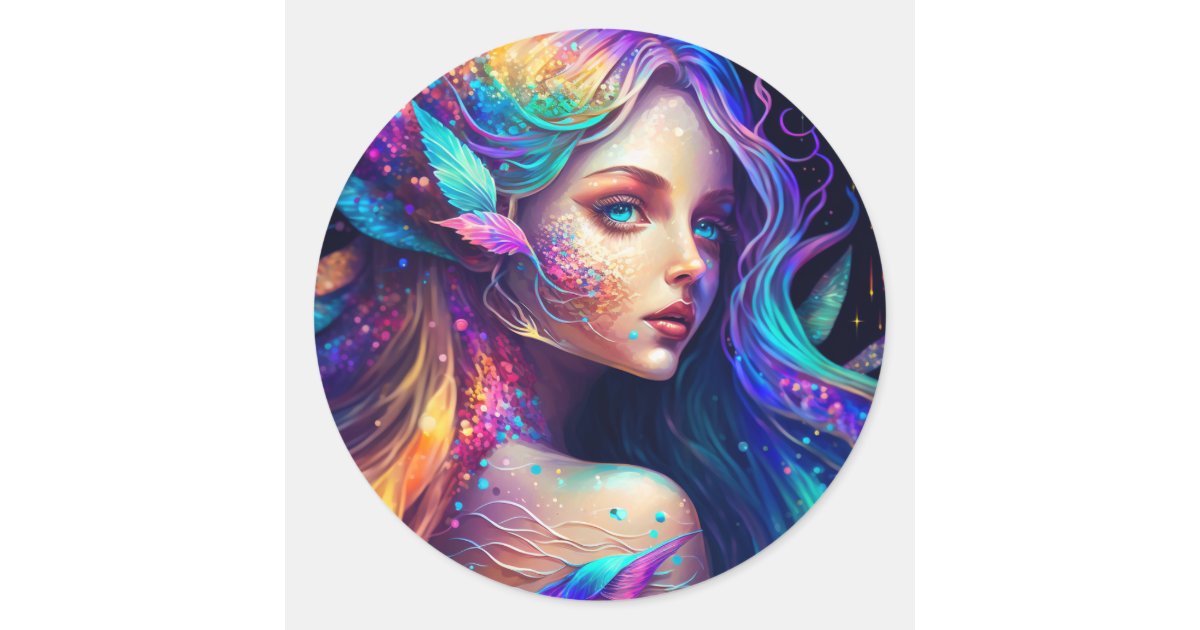 Colorful Beautiful Fairy Classic Round Sticker | Zazzle