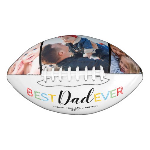 Colorful Best Dad Ever Photo Collage Football | Zazzle