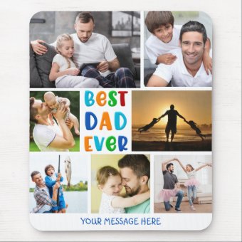 Colorful BEST DAD EVER Photo Collage Personalized Mouse Pad | Zazzle