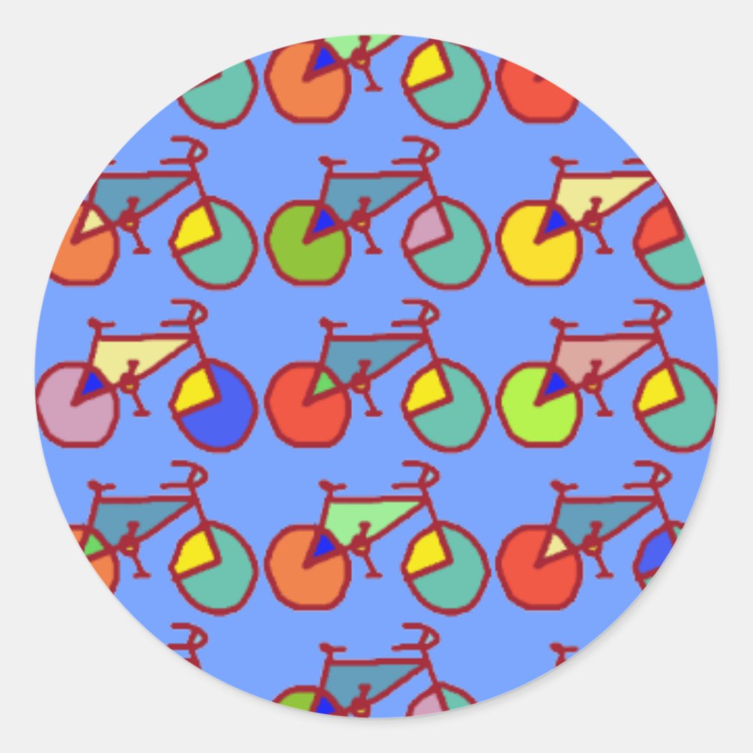 colorful bikes pattern classic round sticker | Zazzle
