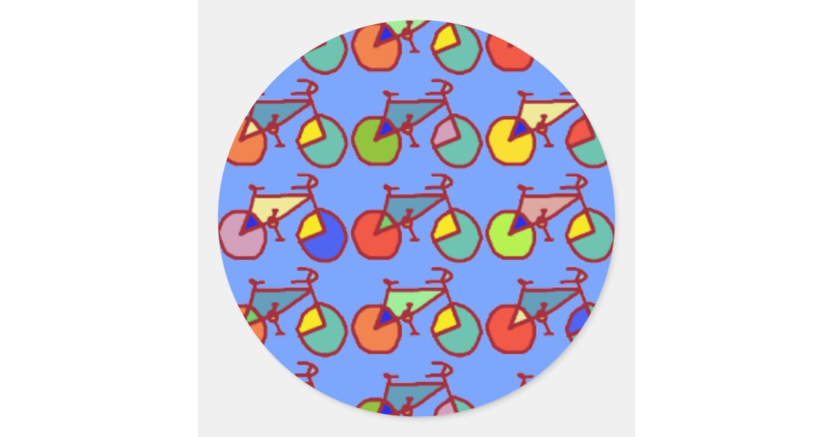 colorful bikes pattern classic round sticker | Zazzle