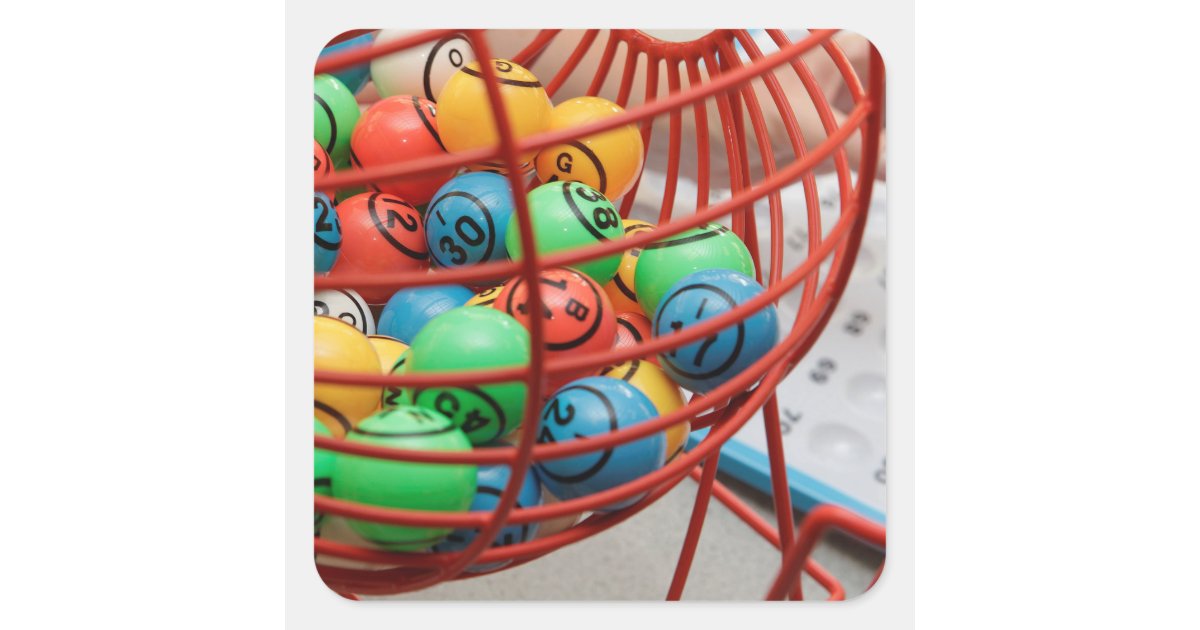 Colorful Bingo Balls in Spinner Square Sticker | Zazzle