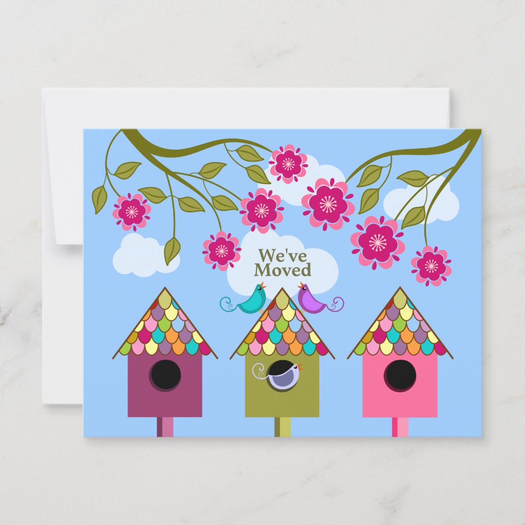 Colorful Birds Moving Announcement | Zazzle