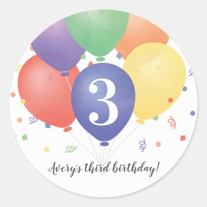 Colorful Birthday Balloons Classic Round Sticker | Zazzle.com