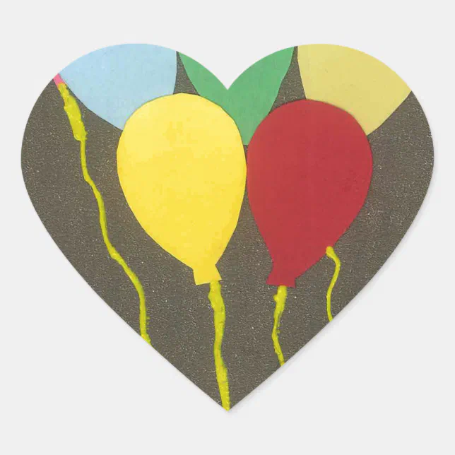 Colorful Birthday Balloons Graphic Art Design Heart Sticker | Zazzle