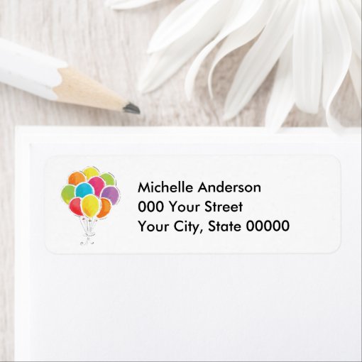 Colorful Birthday Balloons Label | Zazzle