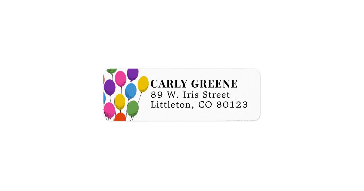 Colorful Birthday Balloons Return Address Label | Zazzle