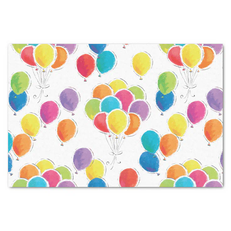Colorful Birthday Balloons Tissue Paper | Zazzle