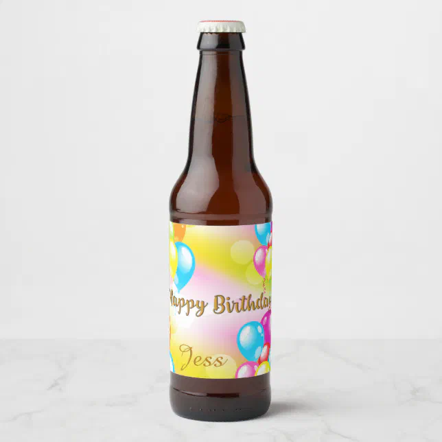 Colorful Birthday Beer Bottle Label | Zazzle