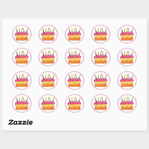 Colorful Birthday Cake Stickers | Zazzle