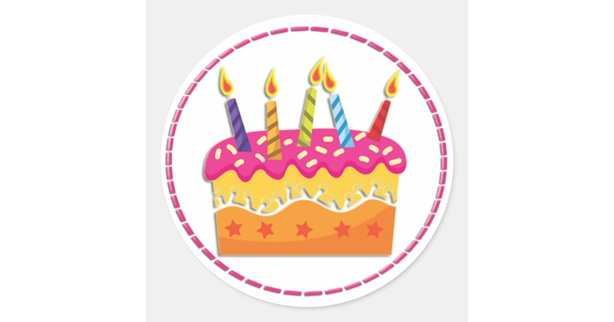 Colorful Birthday Cake Stickers | Zazzle