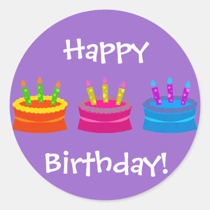 Colorful Birthday Cakes Classic Round Sticker | Zazzle