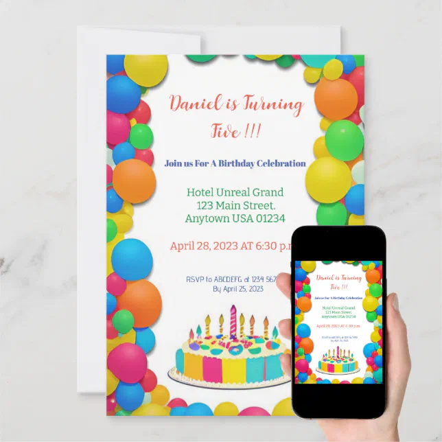 Colorful Birthday Invitation | Zazzle