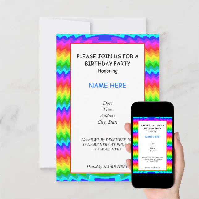 Colorful Birthday Party Invitation Card | Zazzle