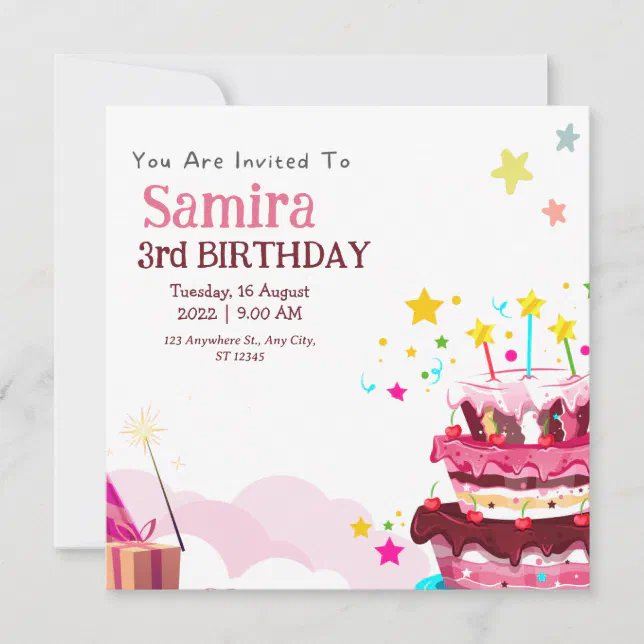Colorful Birthday Party Invitation Card | Zazzle