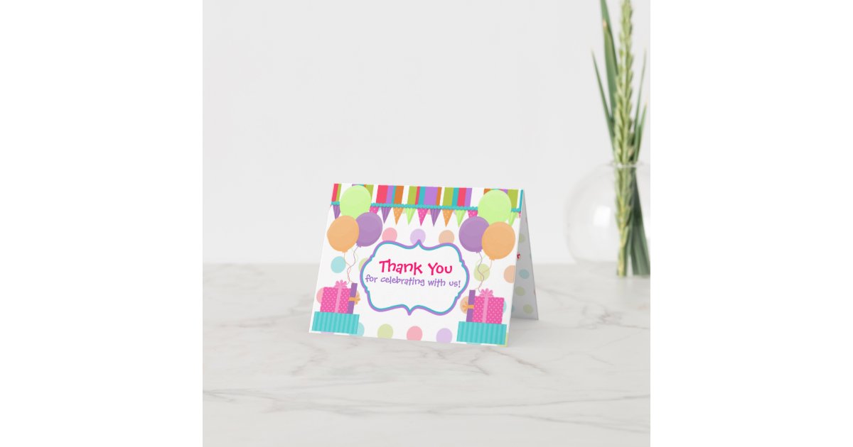 Colorful Birthday Thank You Card | Zazzle