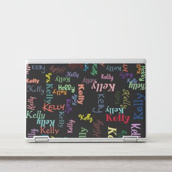 Colorful Black Monogrammed First Name Fun Cute HP Laptop Skin | Zazzle