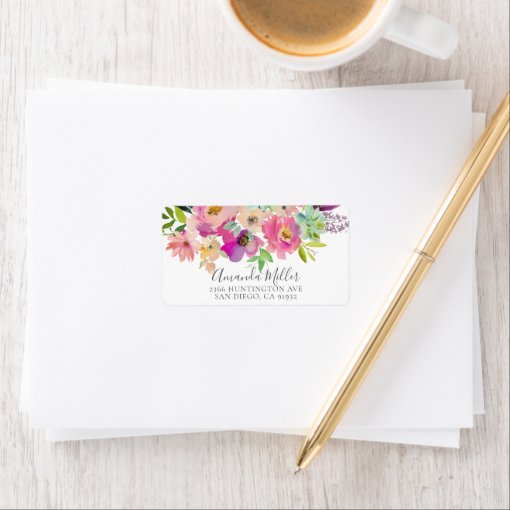 Colorful Blooms Floral Return Address Label | Zazzle