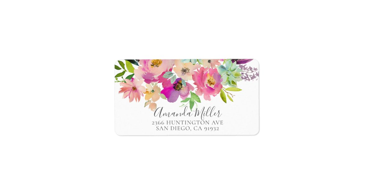Colorful Blooms Floral Return Address Label | Zazzle