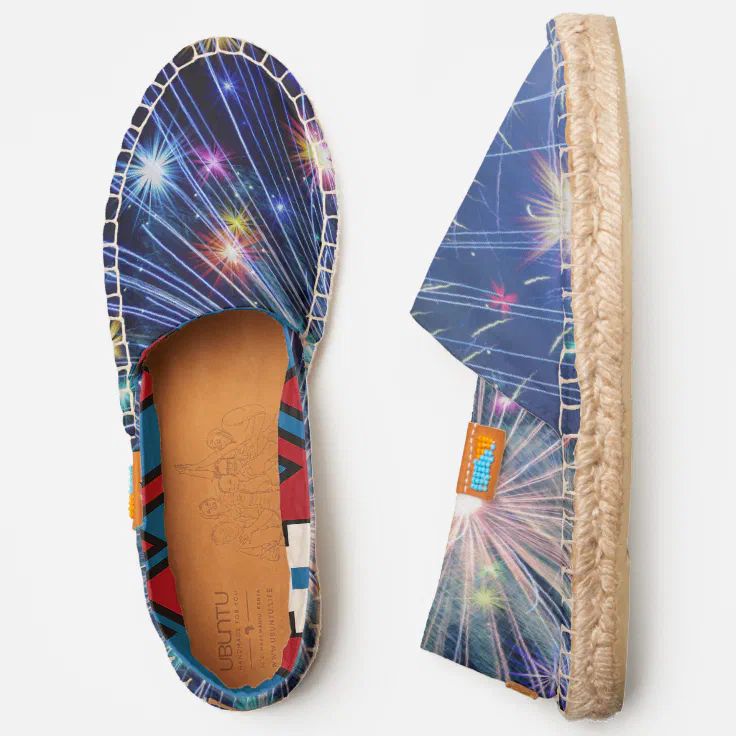 Colorful Blue 4th of July Firework Summer Vacation Espadrilles | Zazzle