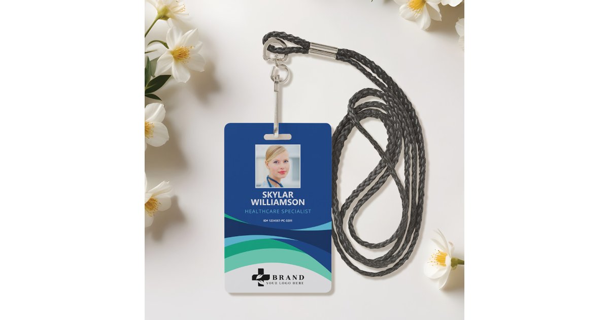 Colorful Blue Flowing Design Medical ID & Logo Badge | Zazzle