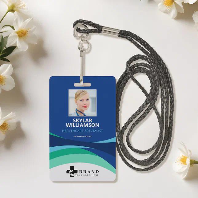 Colorful Blue Flowing Design Medical ID & Logo Badge | Zazzle