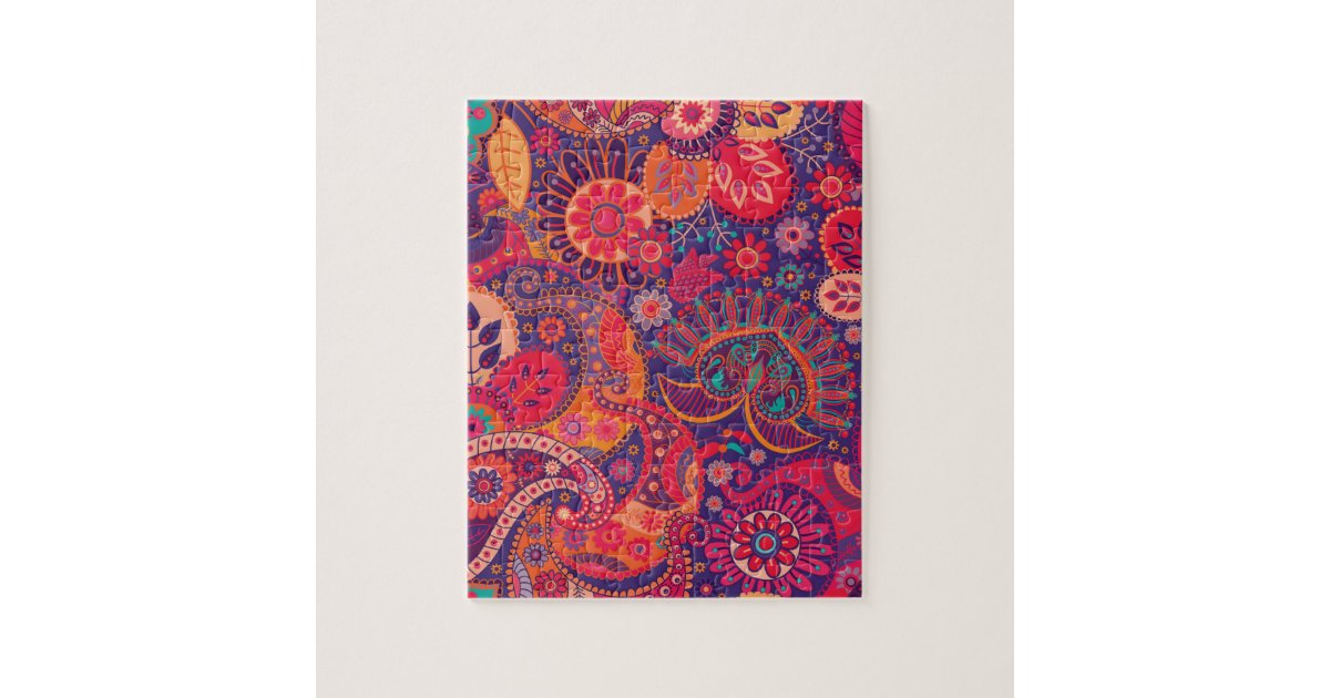 Colorful Bohemian Boho MOD Hippy Chic Pattern Jigsaw Puzzle | Zazzle