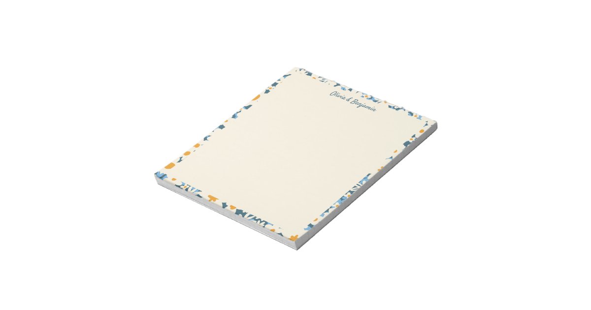 Colorful Boho Blue and White Floral Personalized Notepad | Zazzle