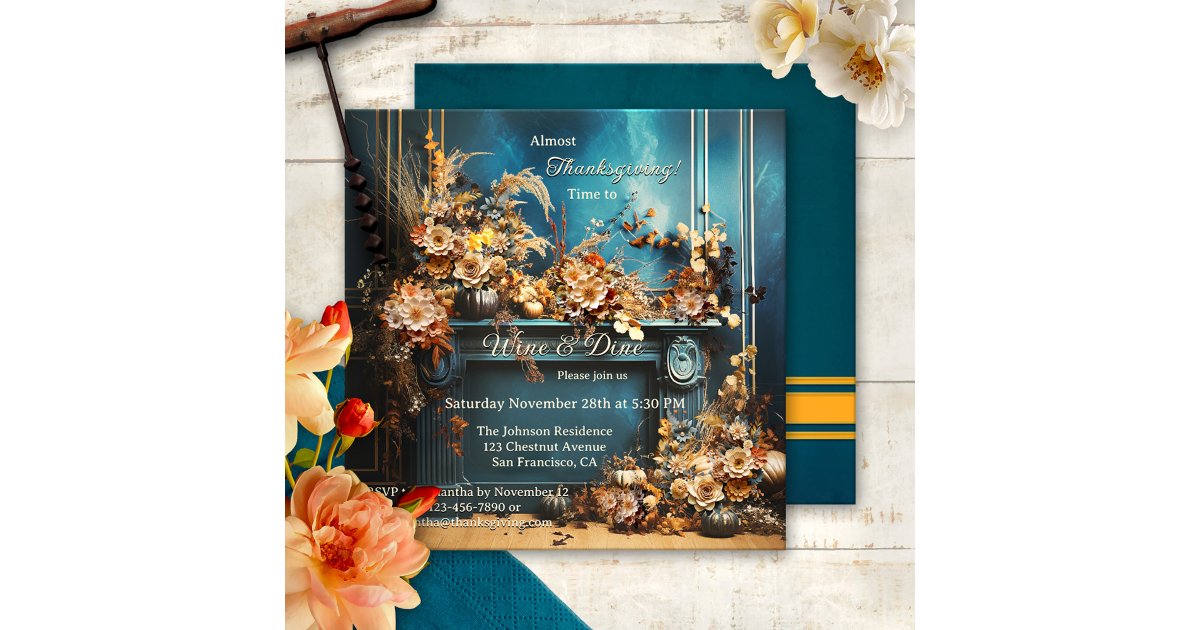 Colorful Boho Chic Thanksgiving Dinner Party Invitation | Zazzle