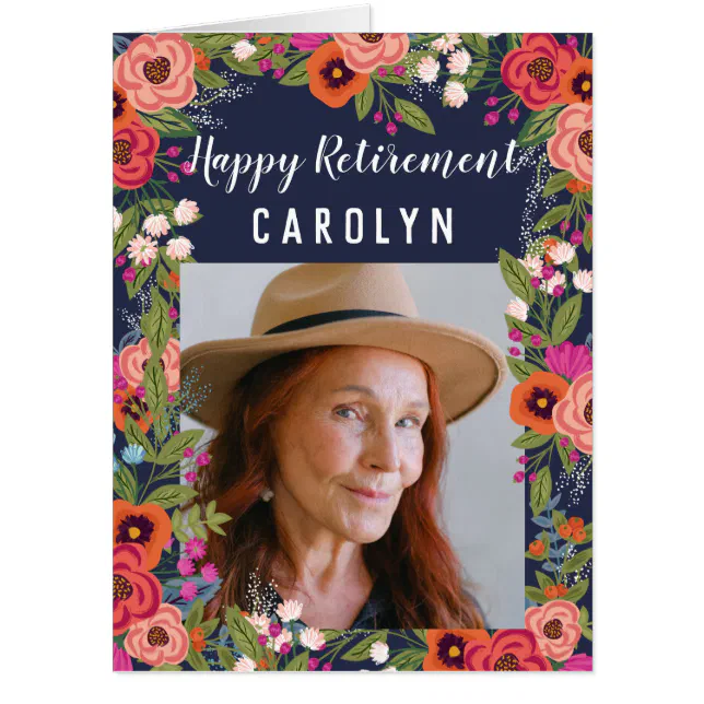 Colorful Boho Flowers Happy Retirement Big Card | Zazzle