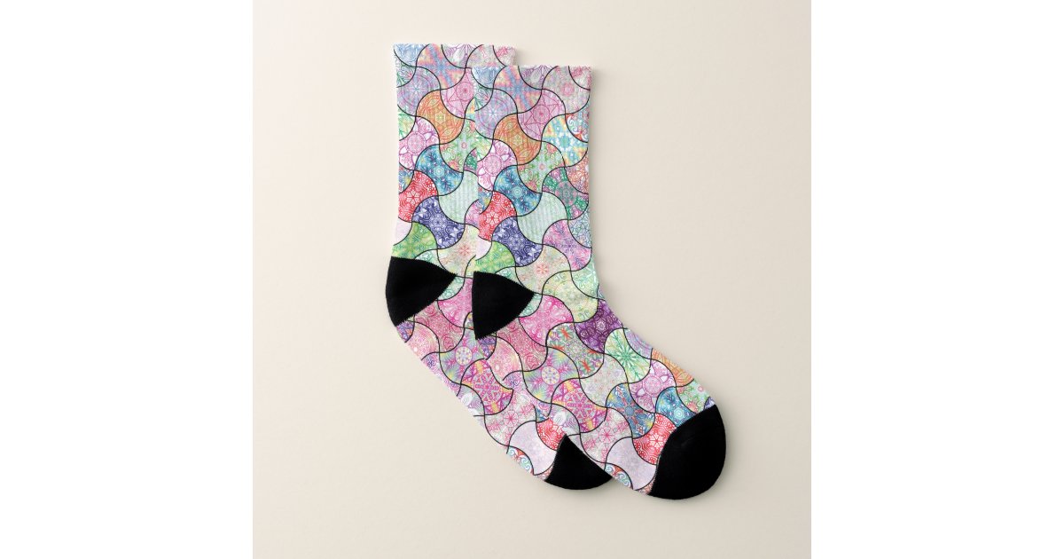 Colorful Boho Mandala Pattern Socks | Zazzle
