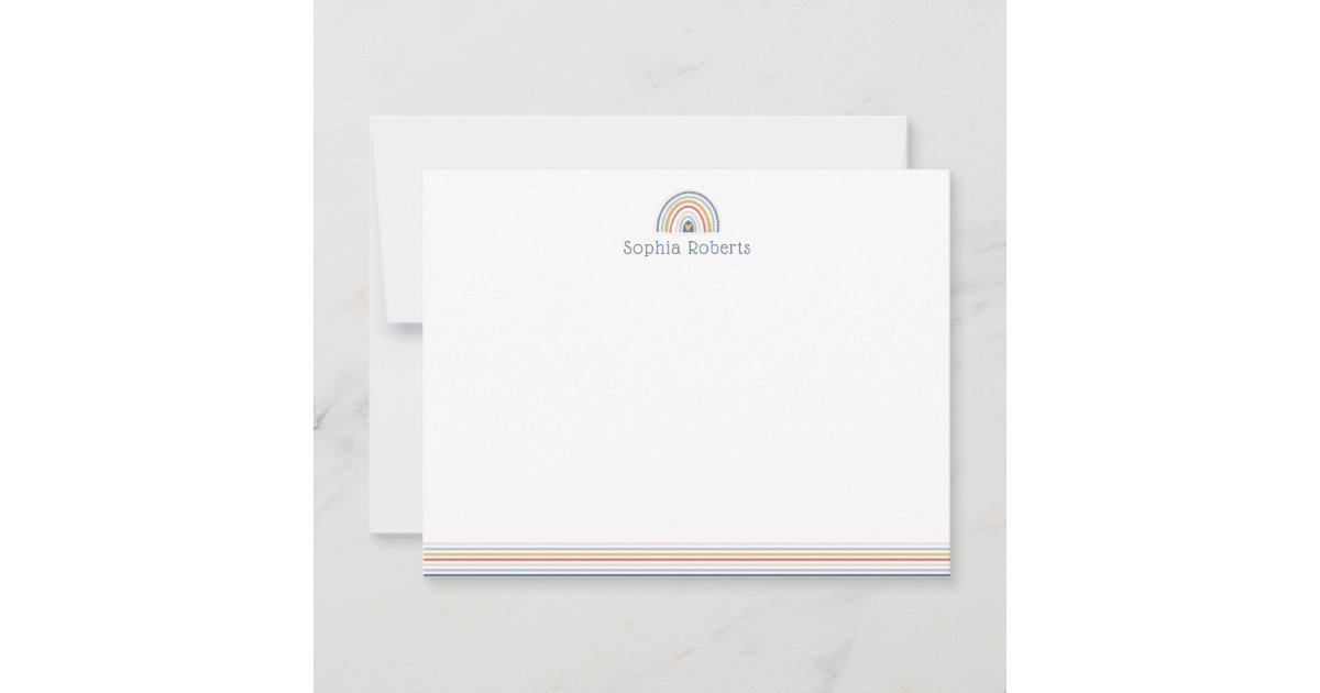 Colorful Boho Rainbow Line Kids Stationery Note Card | Zazzle