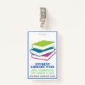 Colorful Books School Library Hall Pass Badge | Zazzle
