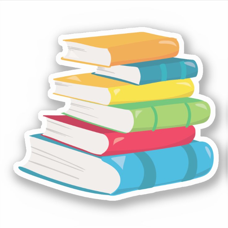 Colorful books trendy sticker | Zazzle