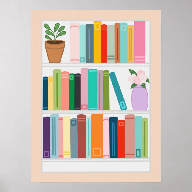Colorful Bookshelf Poster | Zazzle