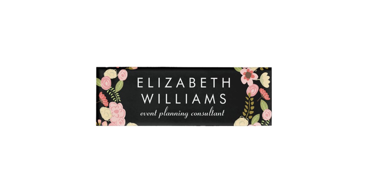 Colorful Botanical Floral Name Tag | Zazzle