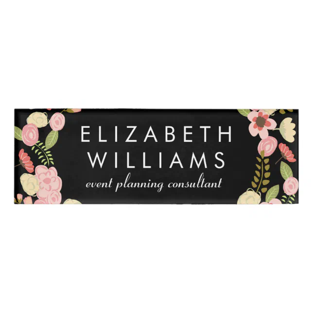 Colorful Botanical Floral Name Tag | Zazzle
