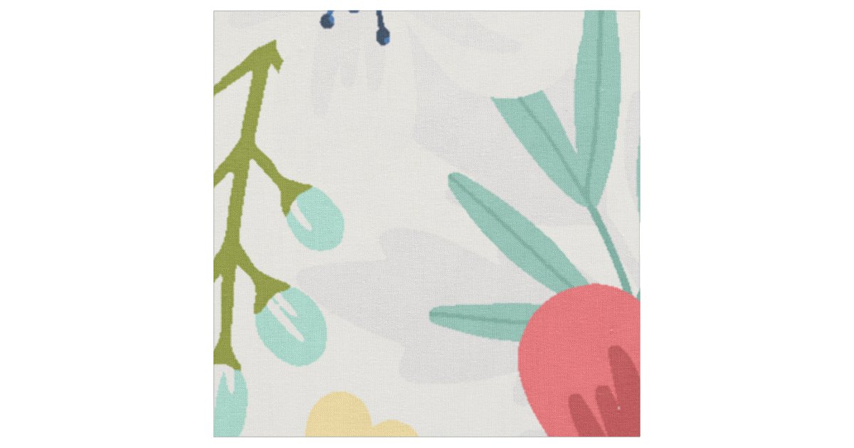 Colorful Botanical Pattern Fabric | Zazzle
