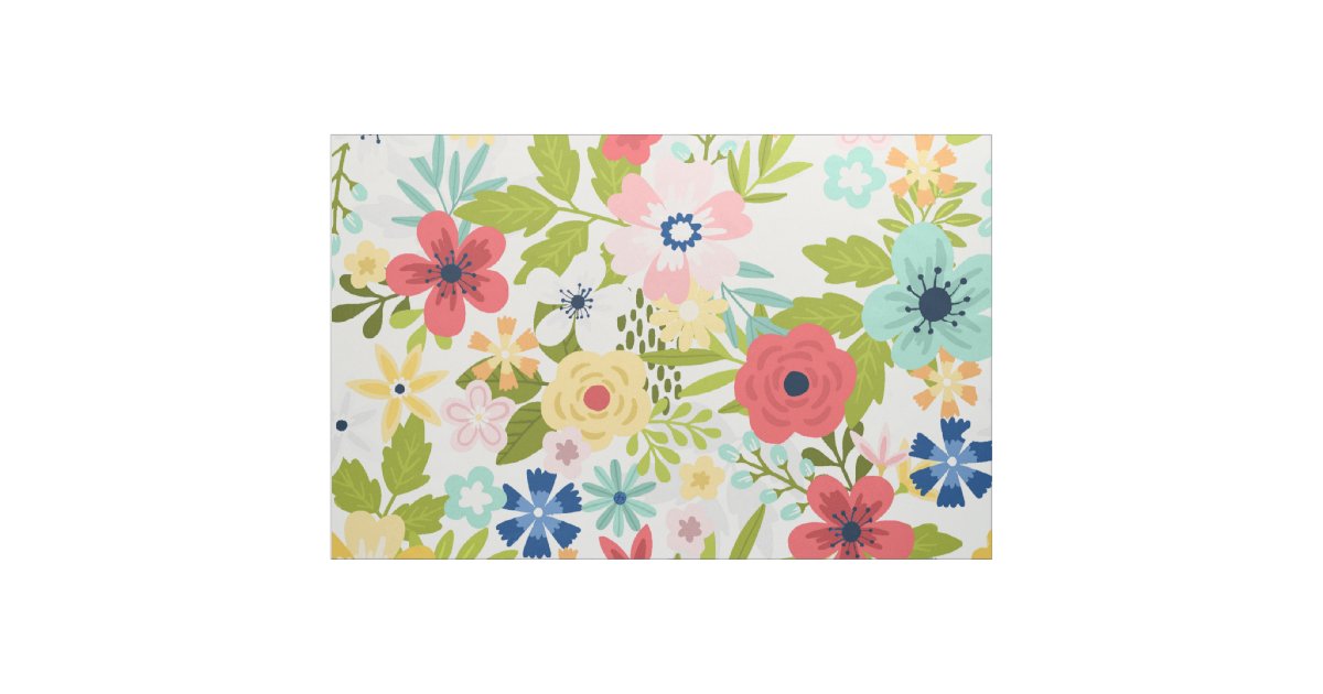 Colorful Botanical Pattern Fabric | Zazzle