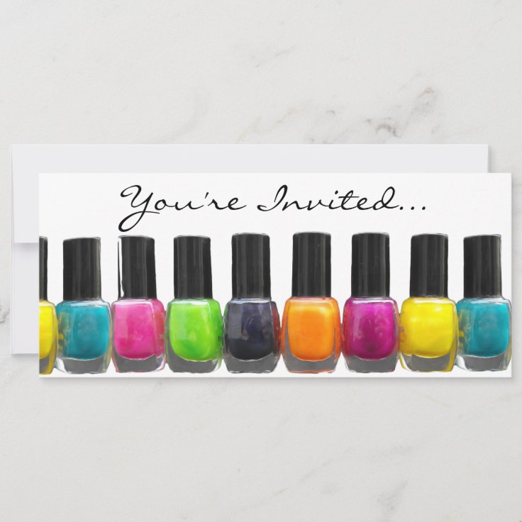 Colorful Bottles, Nail Salon Spa Manicure Party Invitation | Zazzle