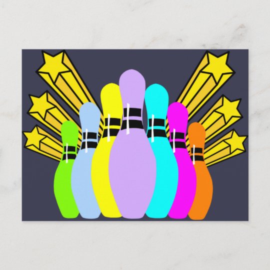 Colorful Bowling Pins Postcard | Zazzle.com