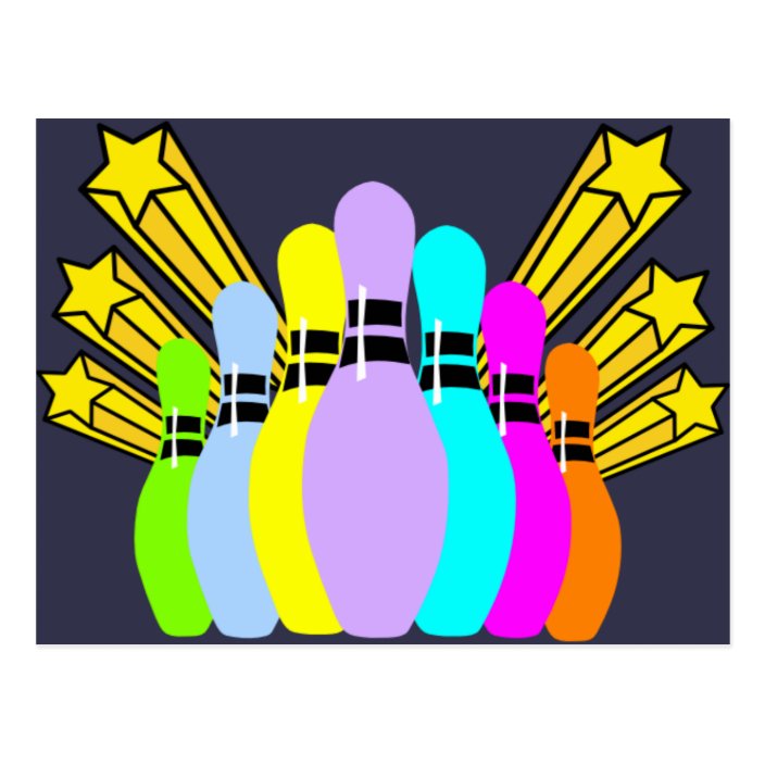 Colorful Bowling Pins Postcard | Zazzle.com