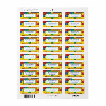 Colorful Bricks Building Block Return Address Label | Zazzle