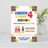 Colorful Bricks Building Blocks Birthday Invitation | Zazzle