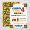 Colorful Bricks Building Blocks Birthday Invitation | Zazzle