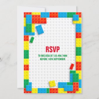 Colorful Bricks Building Blocks Birthday Party Invitation | Zazzle